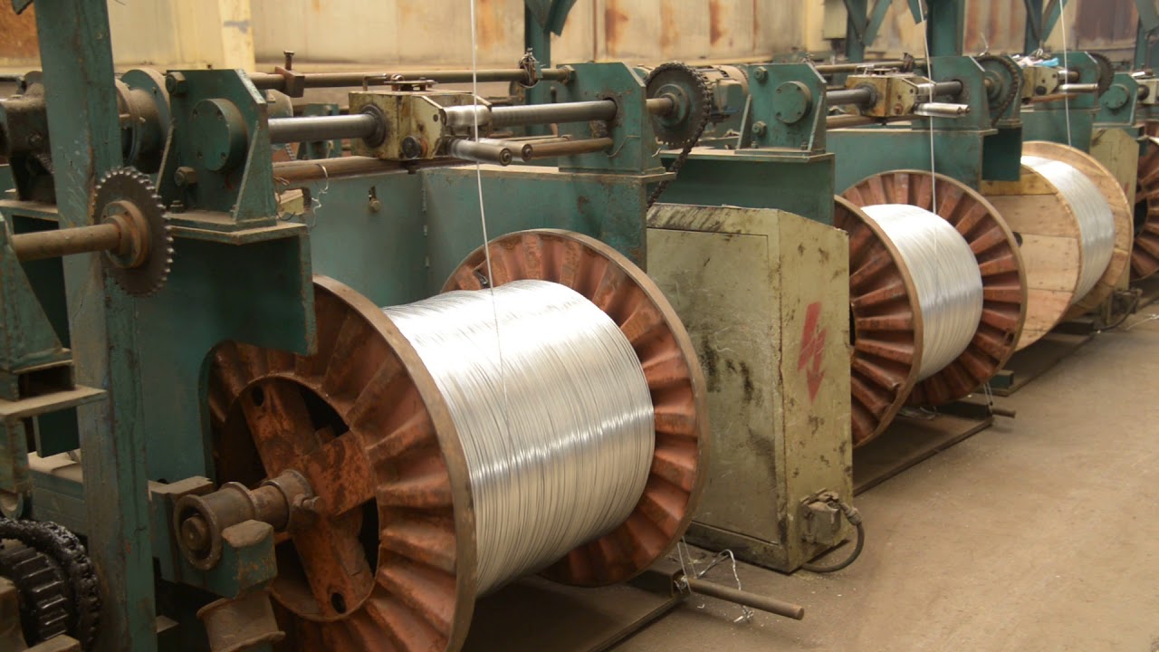 Galvanized steel wire production and processing - YouTube