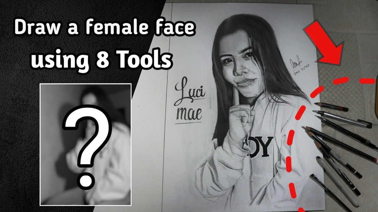 Drawing a female face with graphite pencils - YouTube