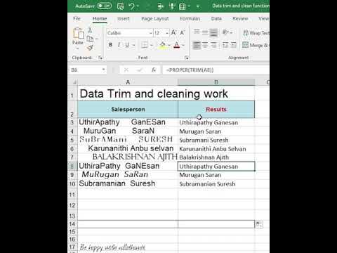 Data Trim and Clean function in excel - YouTube