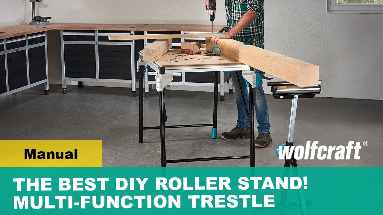 The Best DIY Roller Stand! Multi-Function Trestle Work Table Extension ...