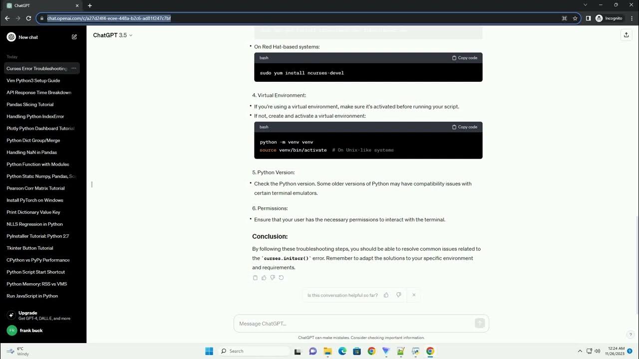 Curses giving error when running curses initscr python - YouTube