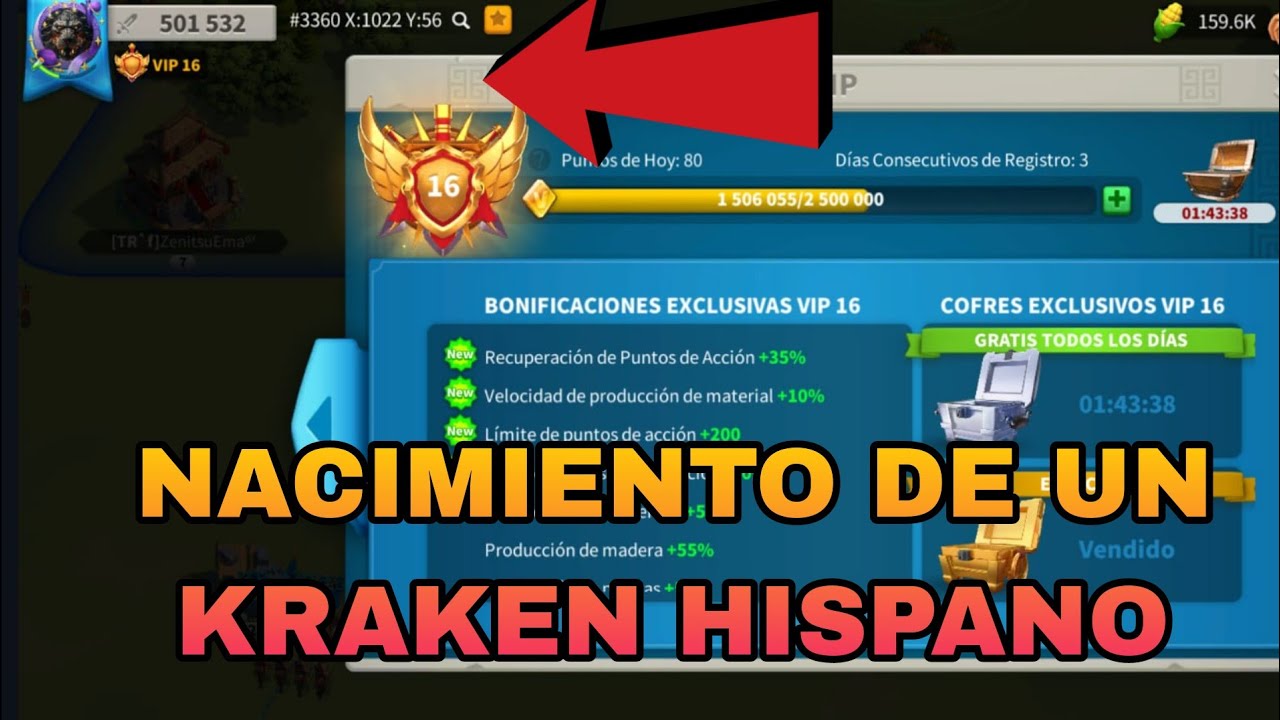 VIP 16 EN 3 DIAS CON MENOS DE 1 MILLON DE PODER | RISE OF KINGDOMS ...