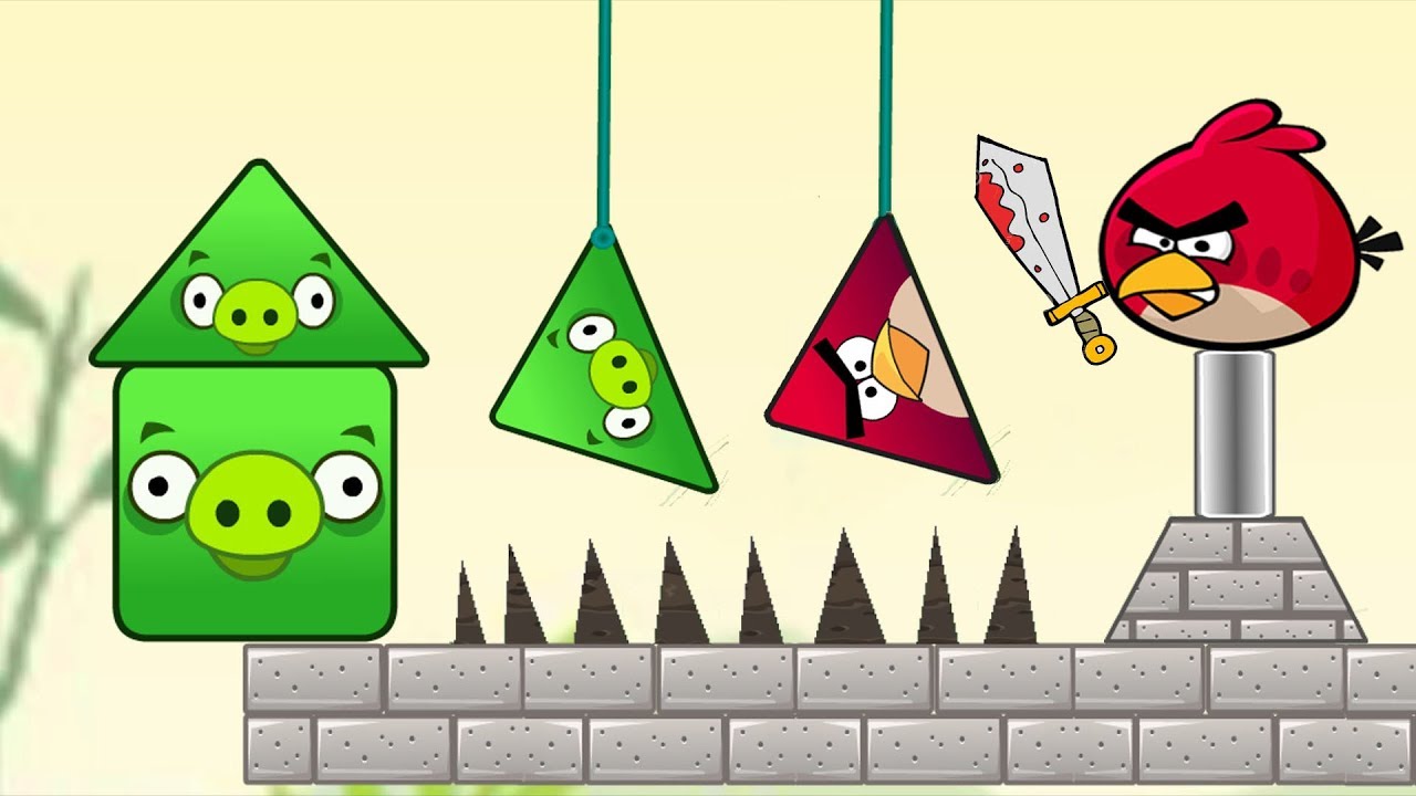 Angry Birds Piggies Out - CUT THE ROPE TO RESCUE TRIANGLE BIRDS! KICK ...