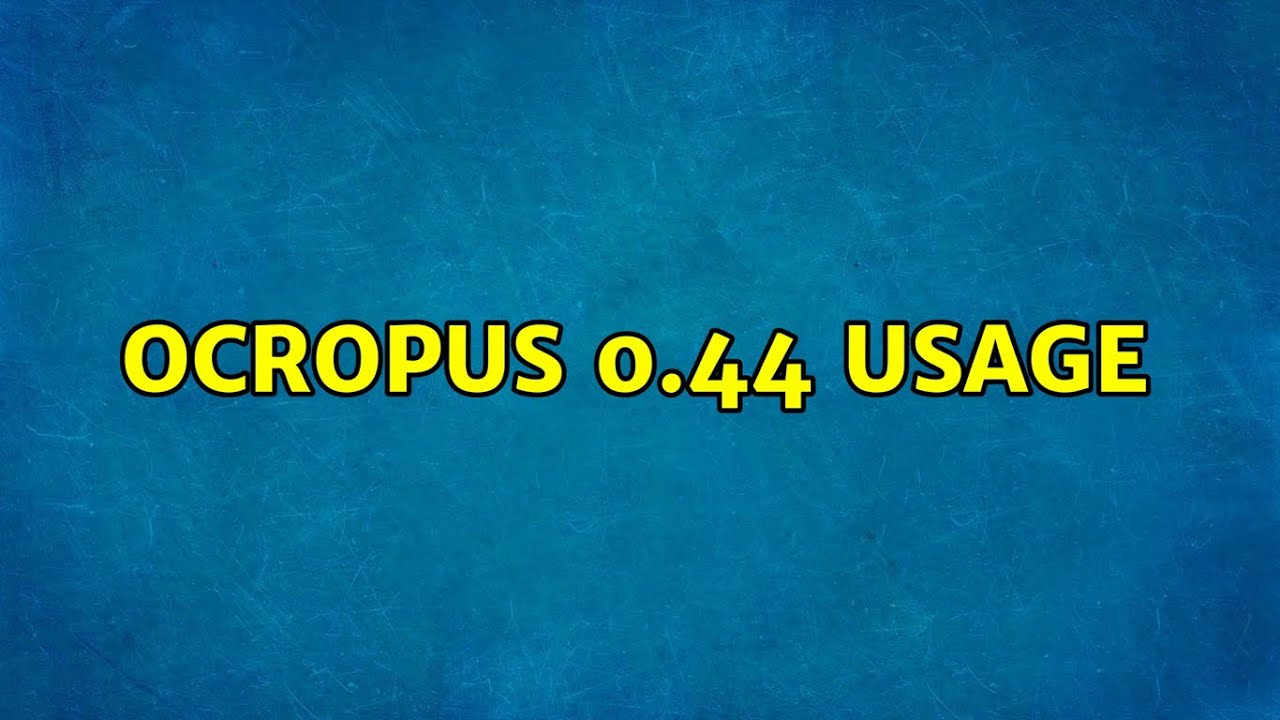 Ocropus 0.44 Usage - YouTube