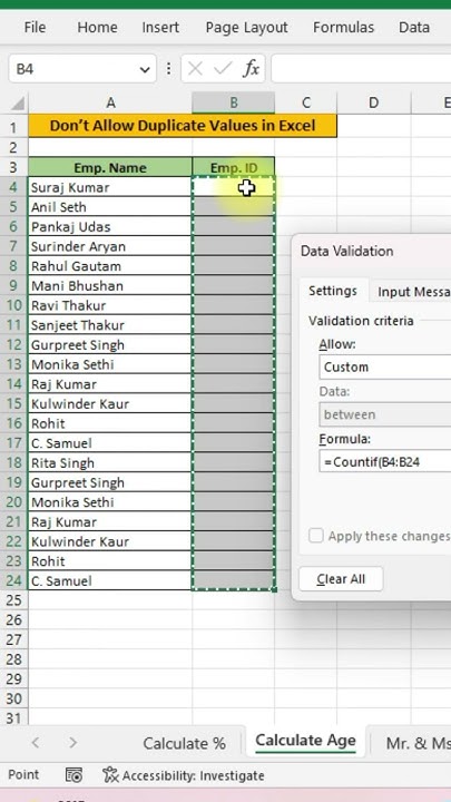 Easy - Stop Duplicate Value Entries in MS Excel ! #excel #shorts - YouTube