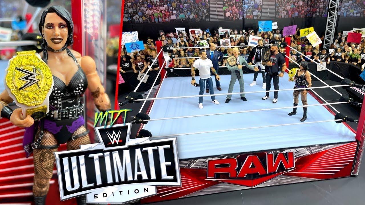 WWE ULTIMATE EDITION RHEA RIPLEY & RAW RING FIGURE REVIEW! - YouTube