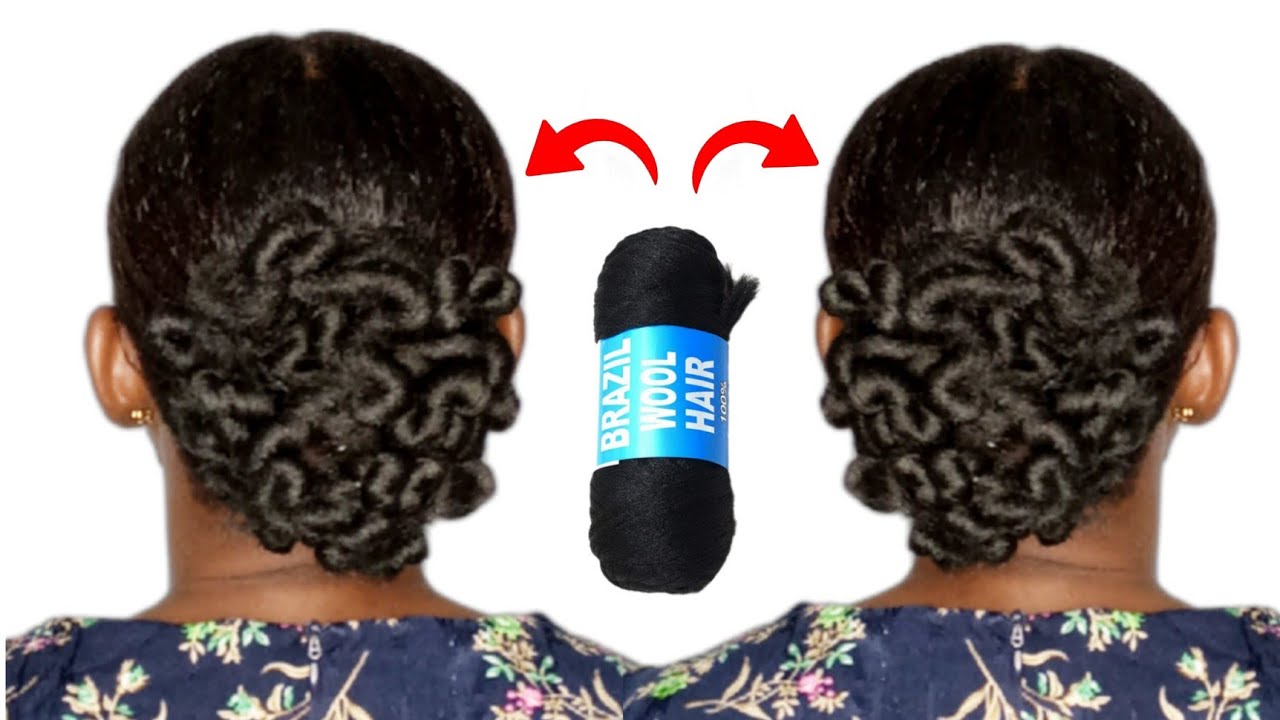 Easy twisty bun hairstyle using Brazilian Wool. I'm shocked!! Easy way ...