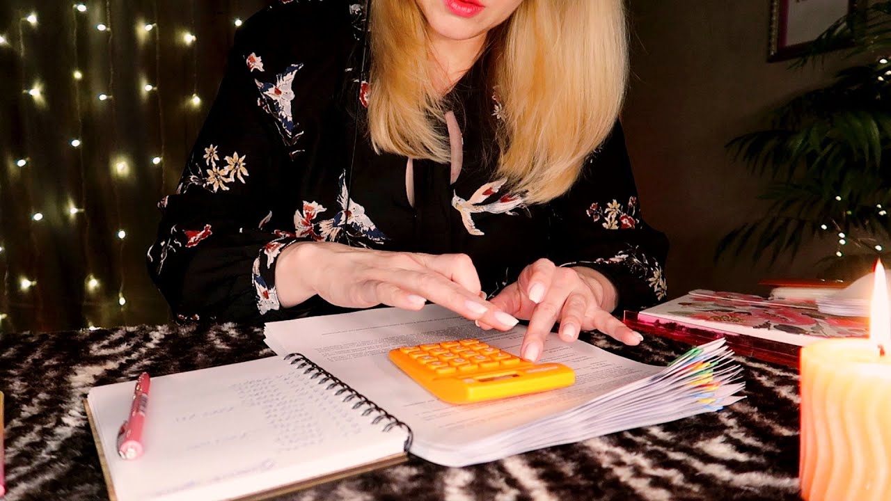 ASMR 📓 BookKeeping 🏼 Paper / Fire Crackle / Writing / Unintelligible ...