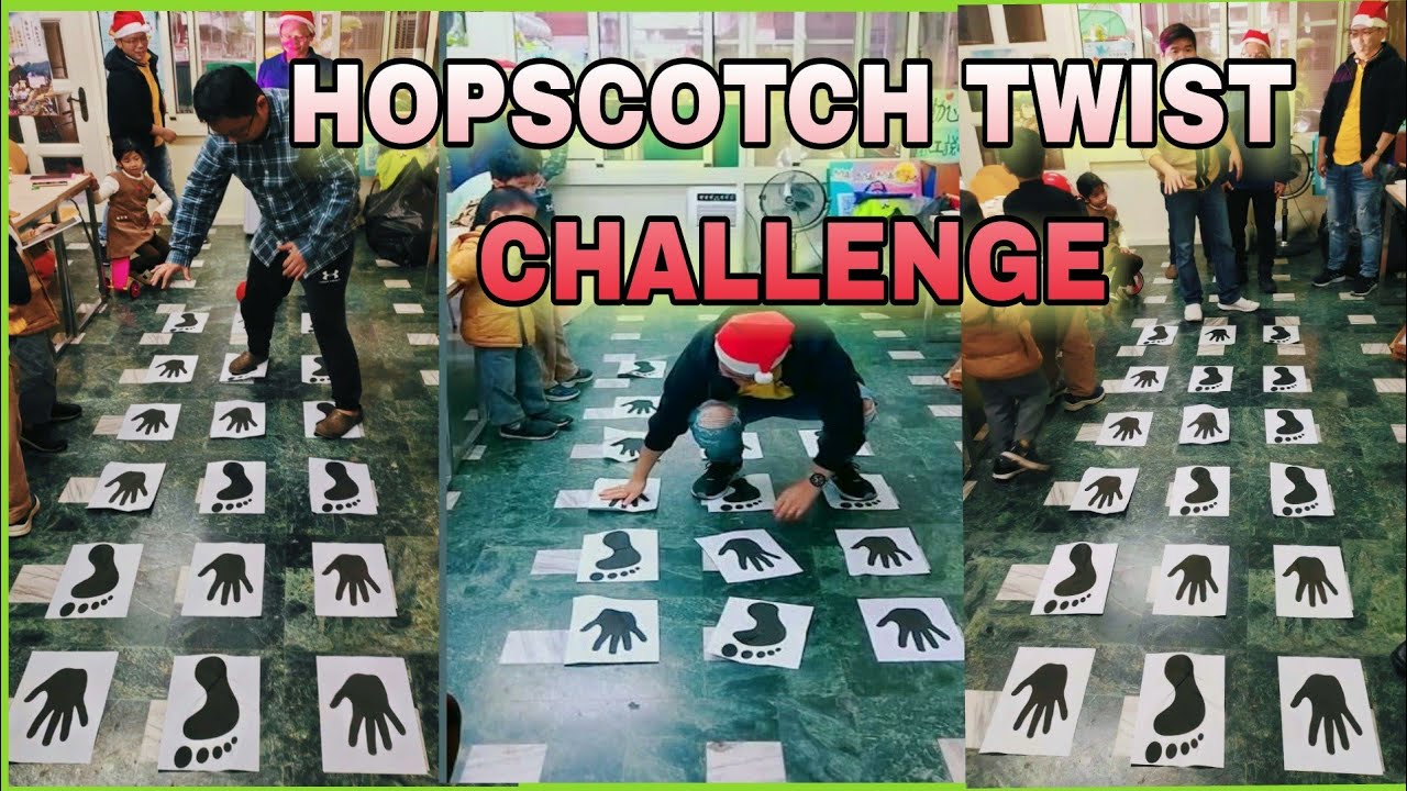 HOPSCOTCH TWIST CHALLENGE XMAS PARTY GAMES - YouTube