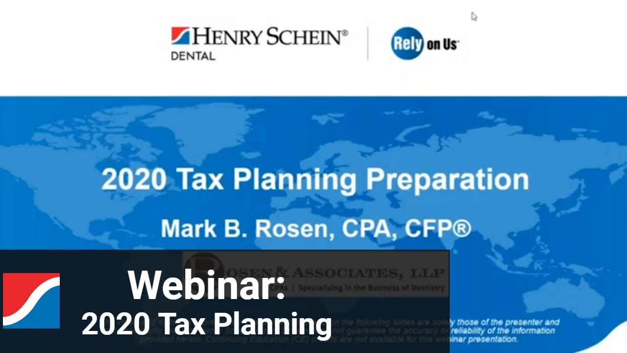Mark Rosen, Dental CPA: 2020 Tax Planning Webinar - YouTube