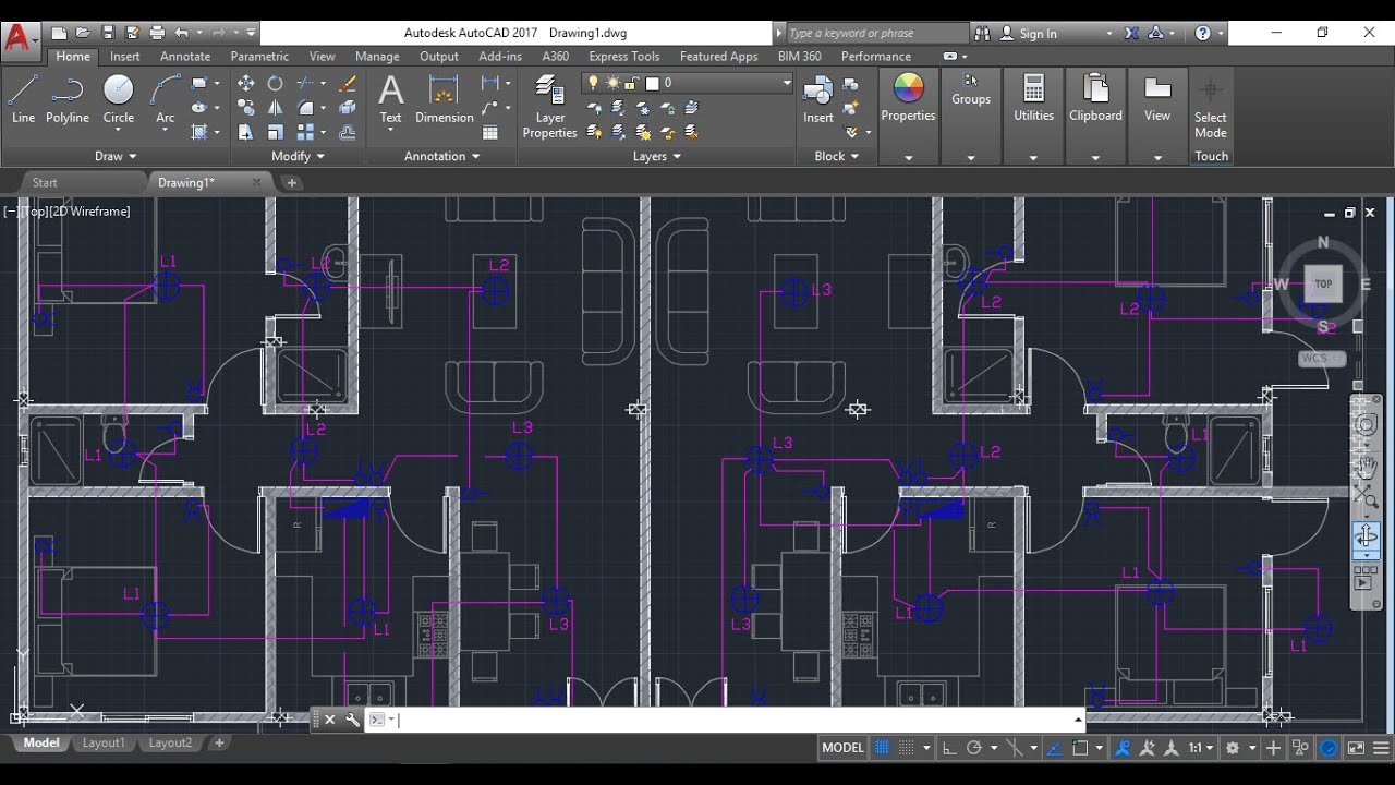 Projet 1.2 | Realiser un Plan d'Éclairage sur AutoCAD (Partie 1) - YouTube