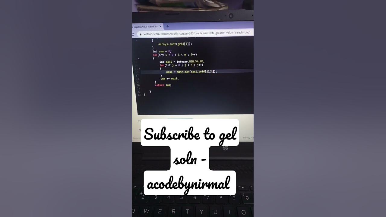 Delete Greatest Value In Each Row Leetcode Solution Leetcode Programming Youtube 8965