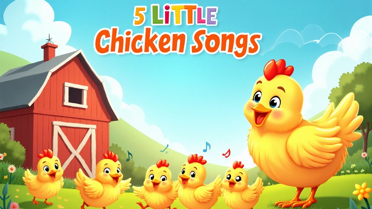 5 Little Chickens Song | Sing-Along with Cute Farm Animals | The Kids ...
