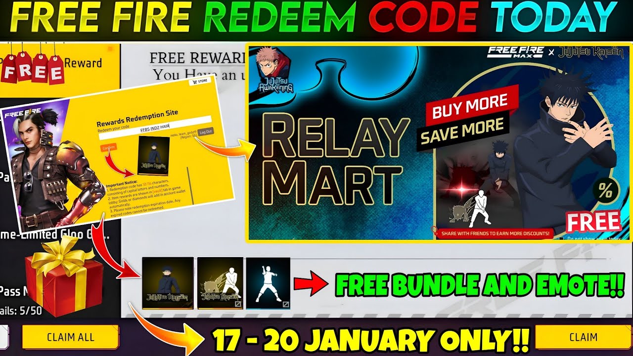 FREE FIRE REDEEM CODE TODAY 19 JANUARY |FF REWARDS REDEEM CODE | FF ...