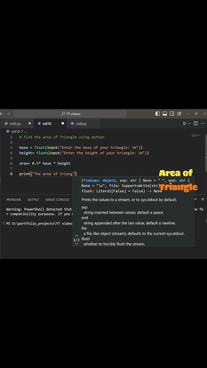 How to find the area of a triangle using Python | Find an area of a triangle using python - YouTube
