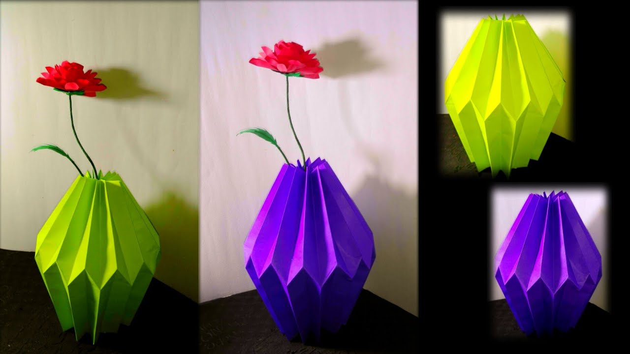 Nirmana | A4 nirmana | How to make paper flower vase | කඩදාසි මල් ...