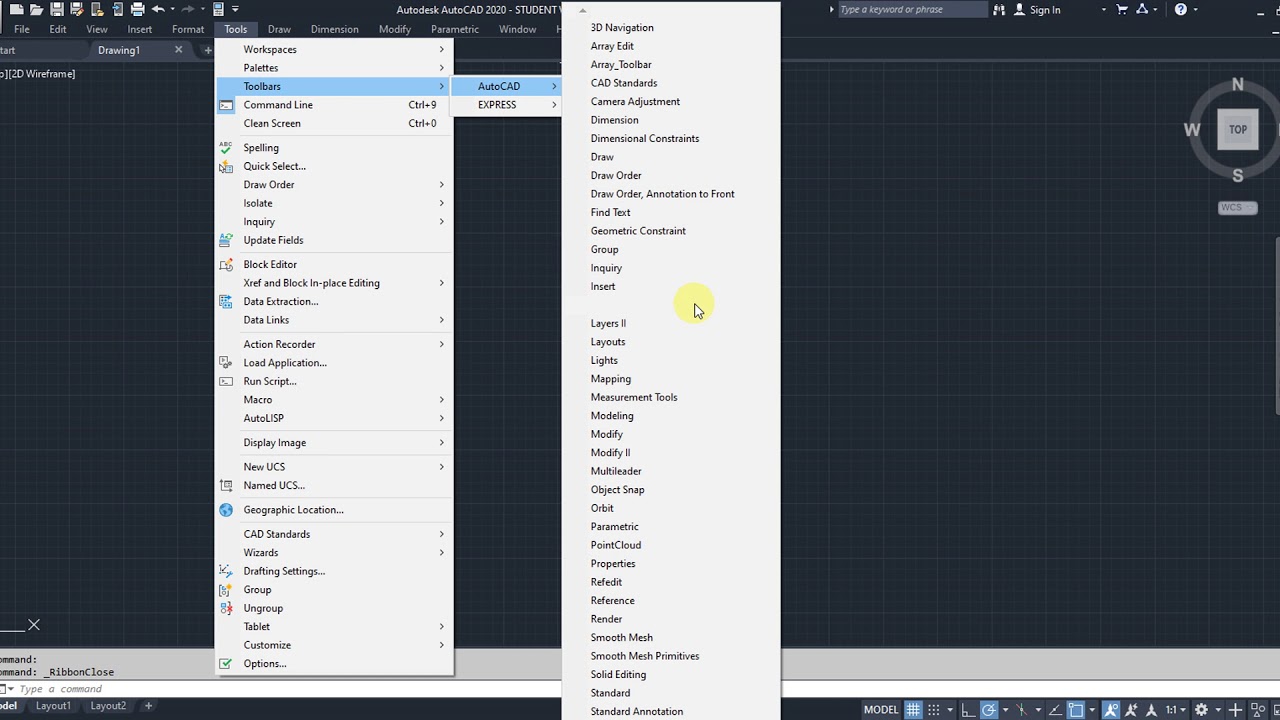 AutoCAD Tutorial English 03 : How To Create AutoCAD Classic Workspace ...