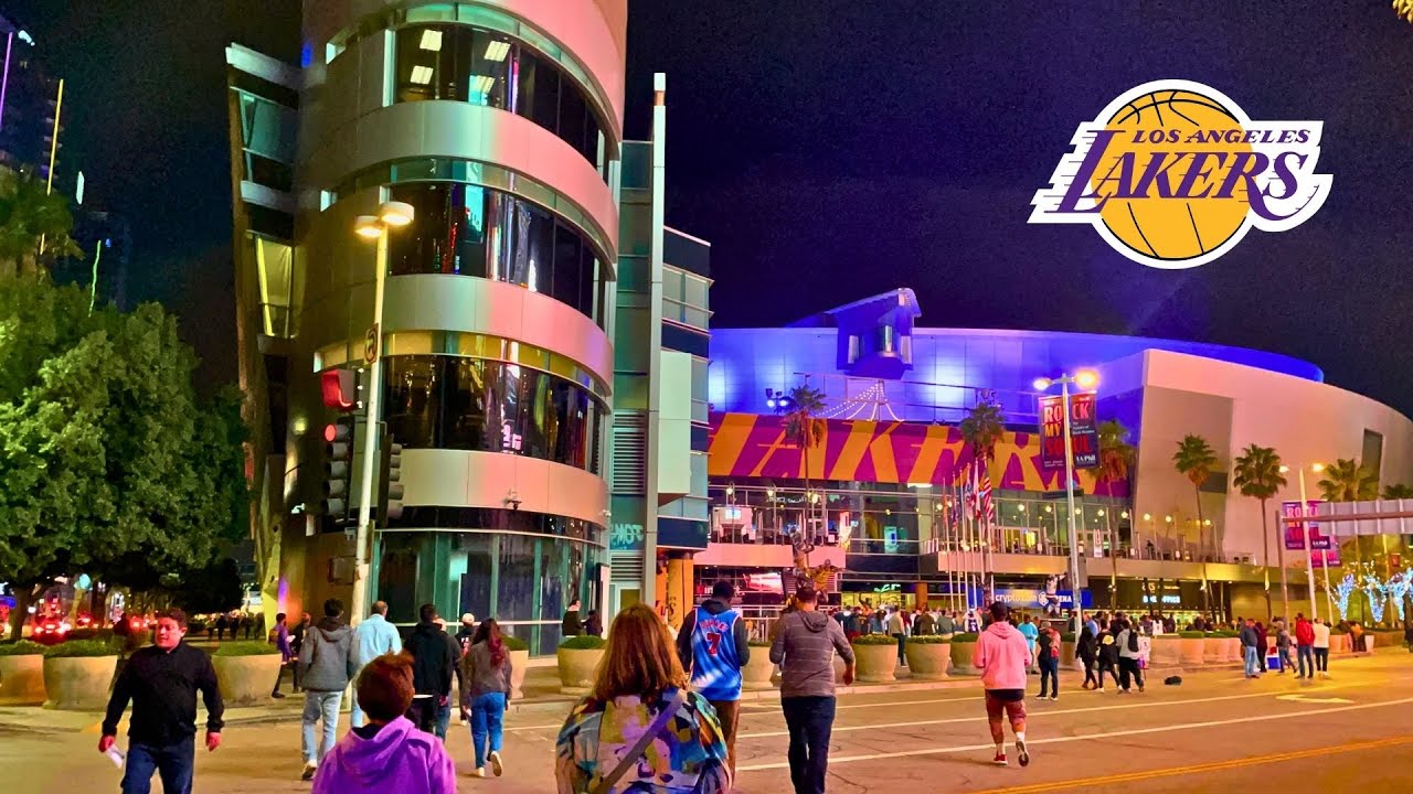Walk to Crypto.com Arena(Former Staples Center) at night - YouTube