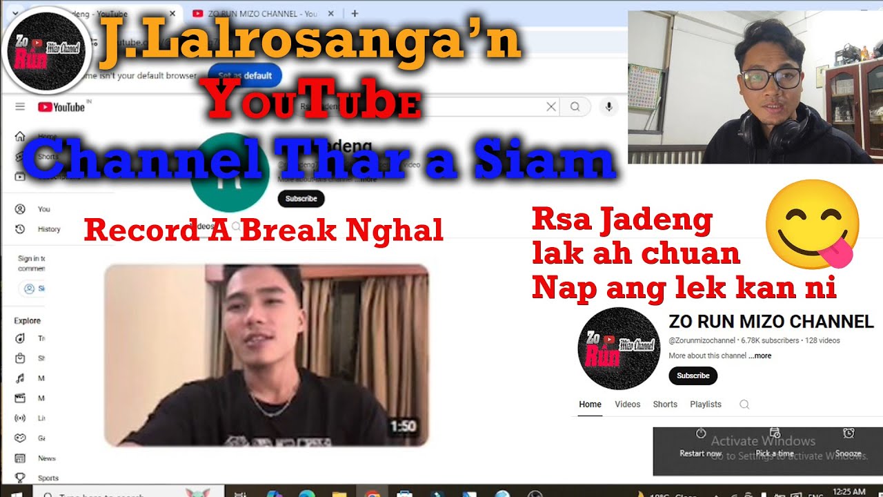 J LALROSANGA (Rsa Jadeng) Youtube Channel Thar || Record a siam nghal👏👏 || Reaction - YouTube