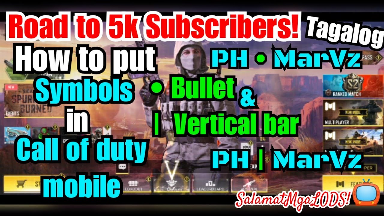 PART2: HOW TO PUT SYMBOLS IN CALL OF DUTY MOBILE | BULLET & VERTICAL ...
