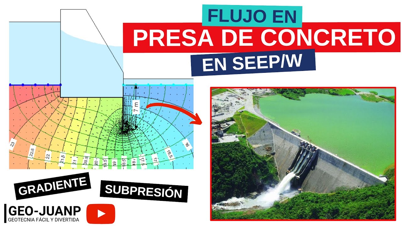 FLUJO en una PRESA DE CONCRETO con SEEP/W @GeoslopeSoftware @Seequent ...