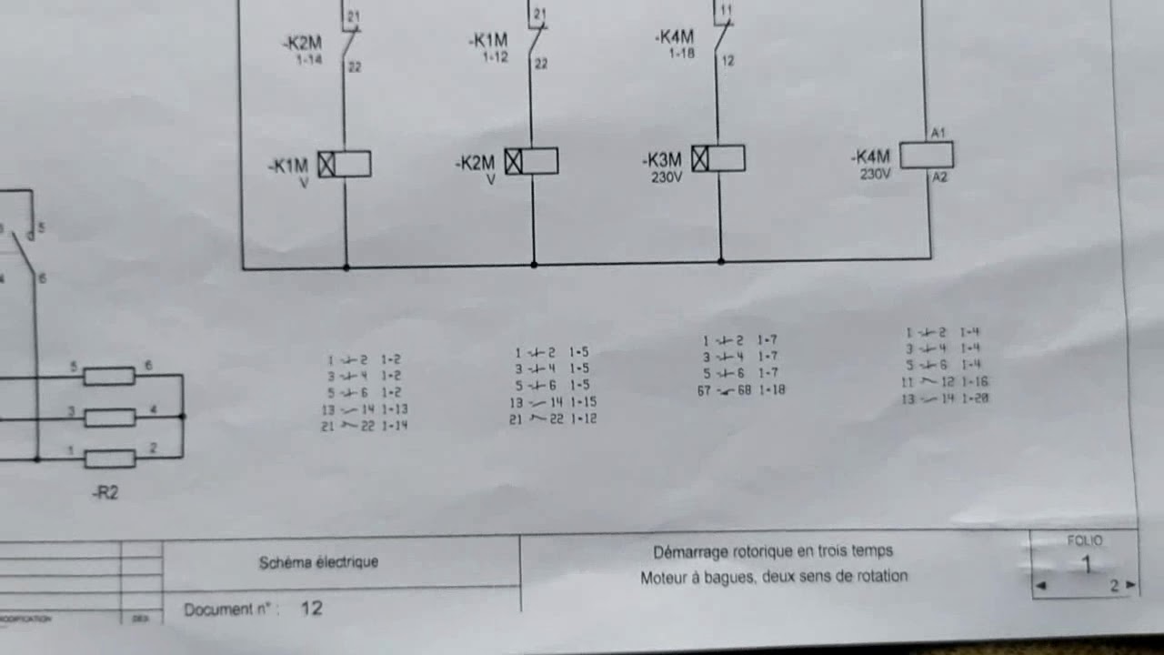 SCHÉMAS (12) DÉMARRAGE ROTORIQUE EN TROIS TEMPS MOTEUR A BAGUES 2 SENS ...