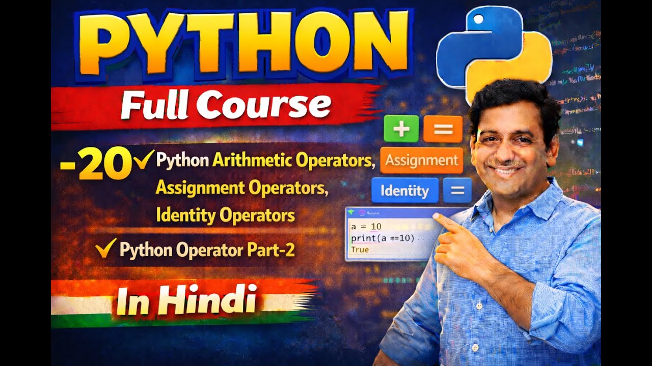 20 Python Arithmetic Operators, Assignment Operators, Identity Operators Python Operator Part 2 ...