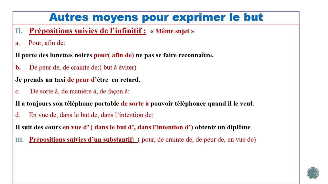 L’expression du but - YouTube