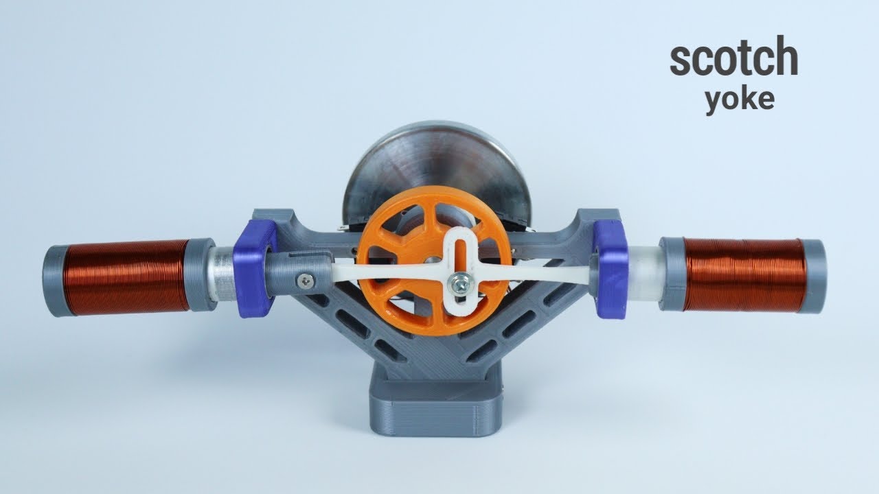 Making Twin Cylinder Solenoid Engine Using scotch yoke mechanism - YouTube