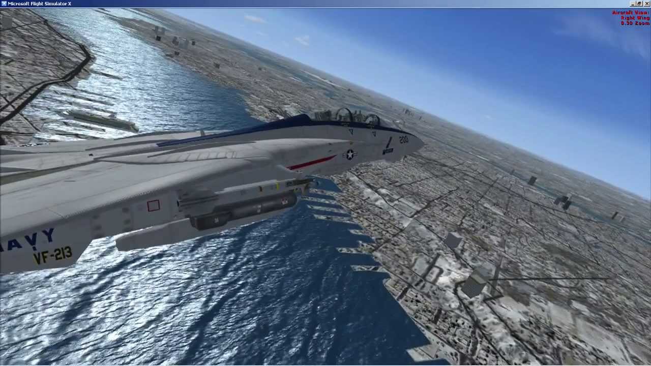 FSX F-14 Tomcat over Manhattan - YouTube