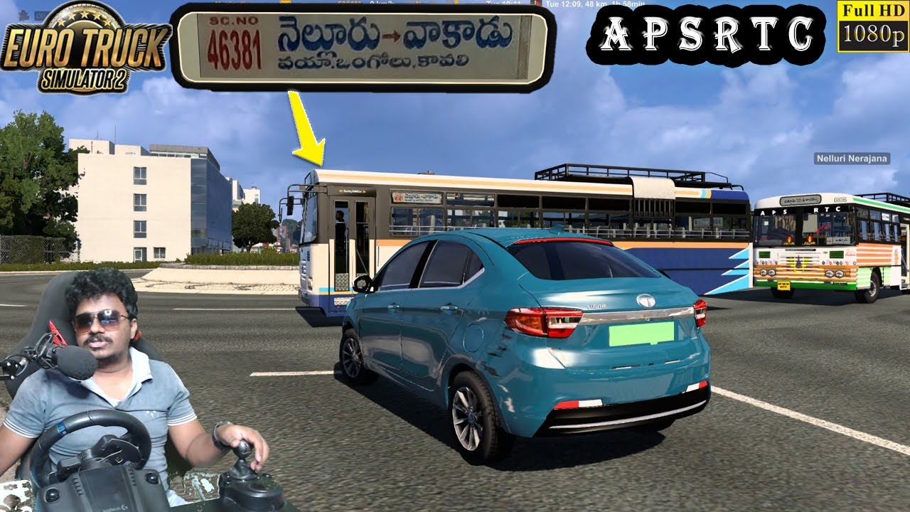 Nellore to Vakadu Map APSRTC Bus Driving with Logitech g29 Steering ...