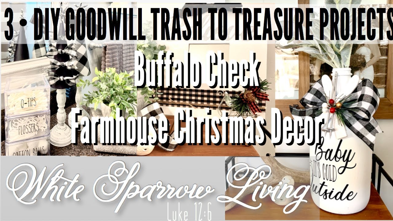 3 • DIY GOODWILL TRASH TO TREASURE BUFFALO CHECK FARMHOUSE CHRISTMAS ...