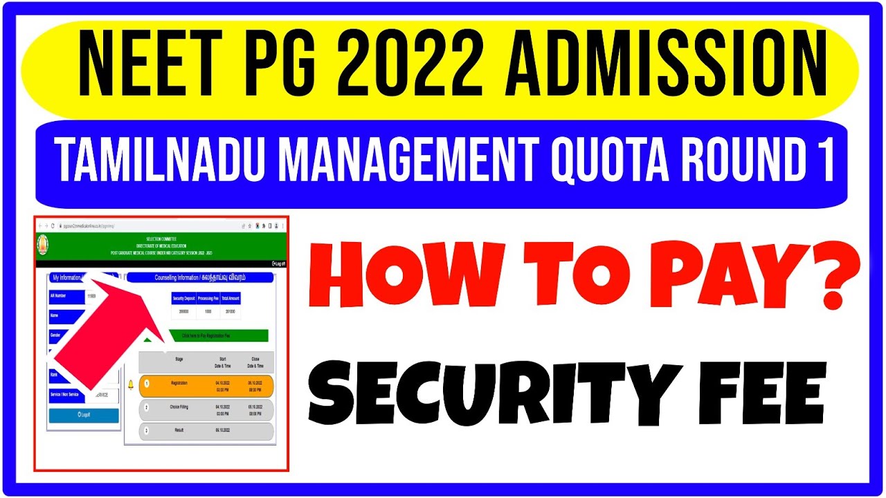 🩺NEET PG 2022 HOW TO PAY SECURITY FEE & COUNSELING FEE ROUND 1 ...