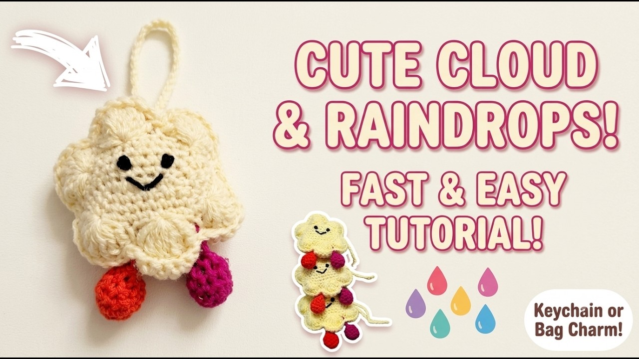 Cloud with Rain Drop Keychain | Crochet Bag Charm | Crochet Keychain ...