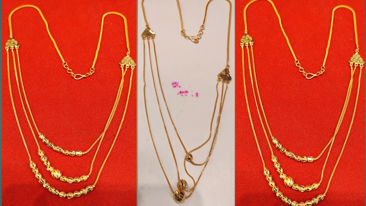 New collection ball chain design//three line gold necklace//Nimsy tv ...