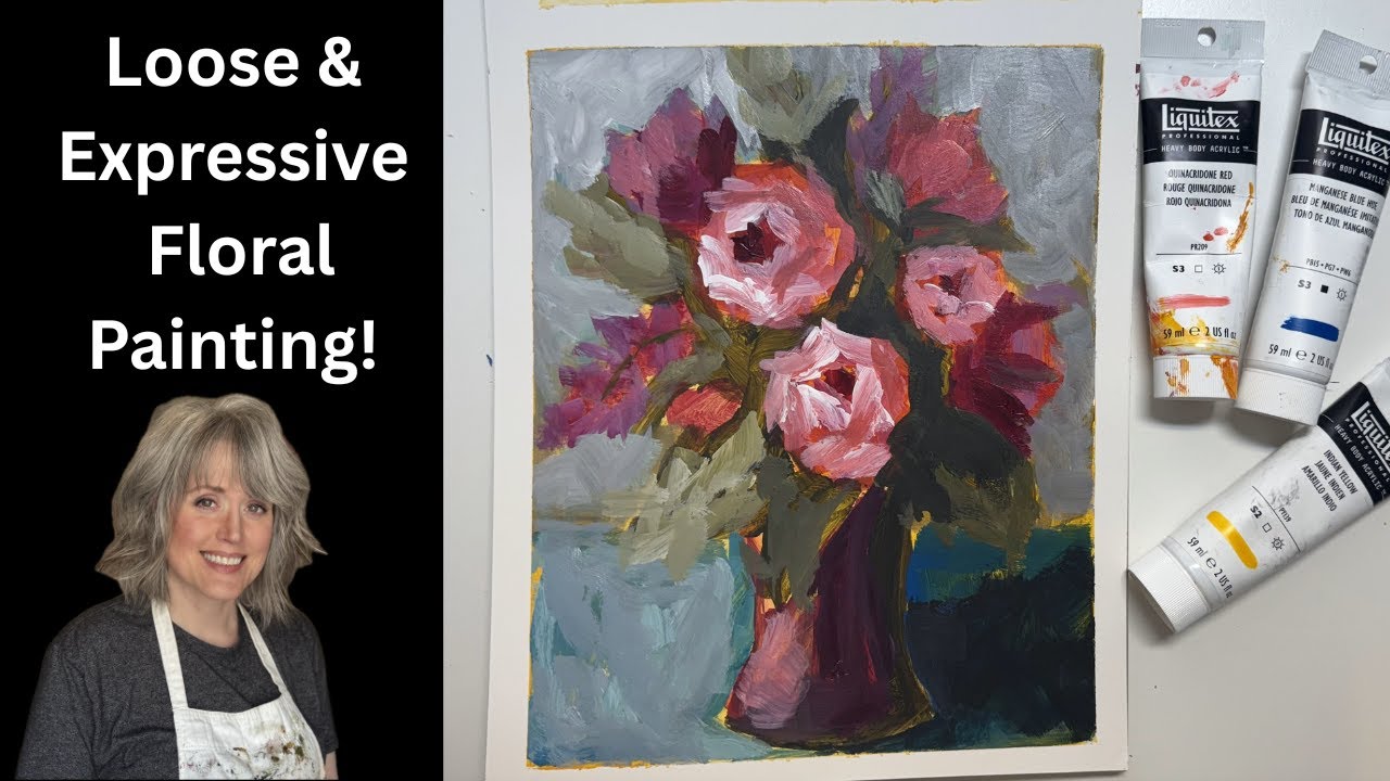 Loose & Expressive Sketchbook Flowers | Floral Art | Acrylic Painting # ...