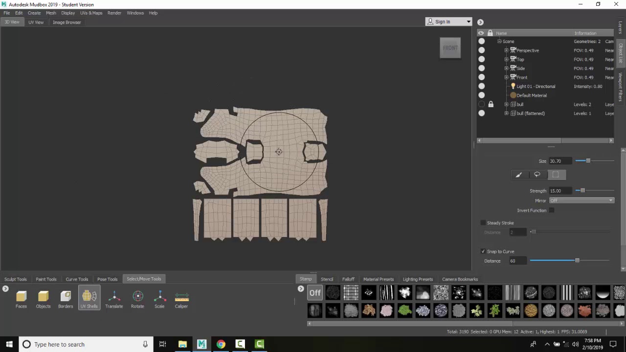 Mudbox 09 04 Select Move Tools Tray UV Shells - YouTube