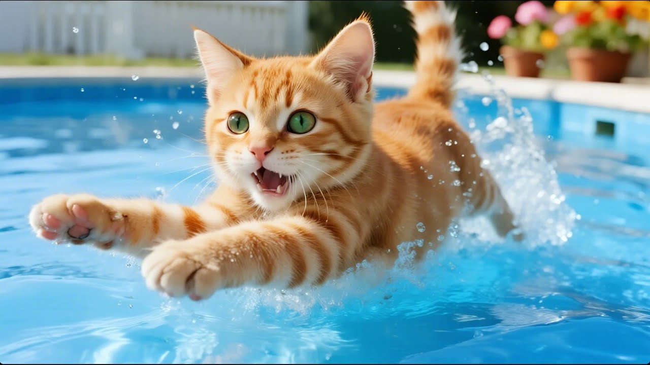 Kitten Falls Into Pool - Mama Cat Saves the Day 😿 ️ - YouTube