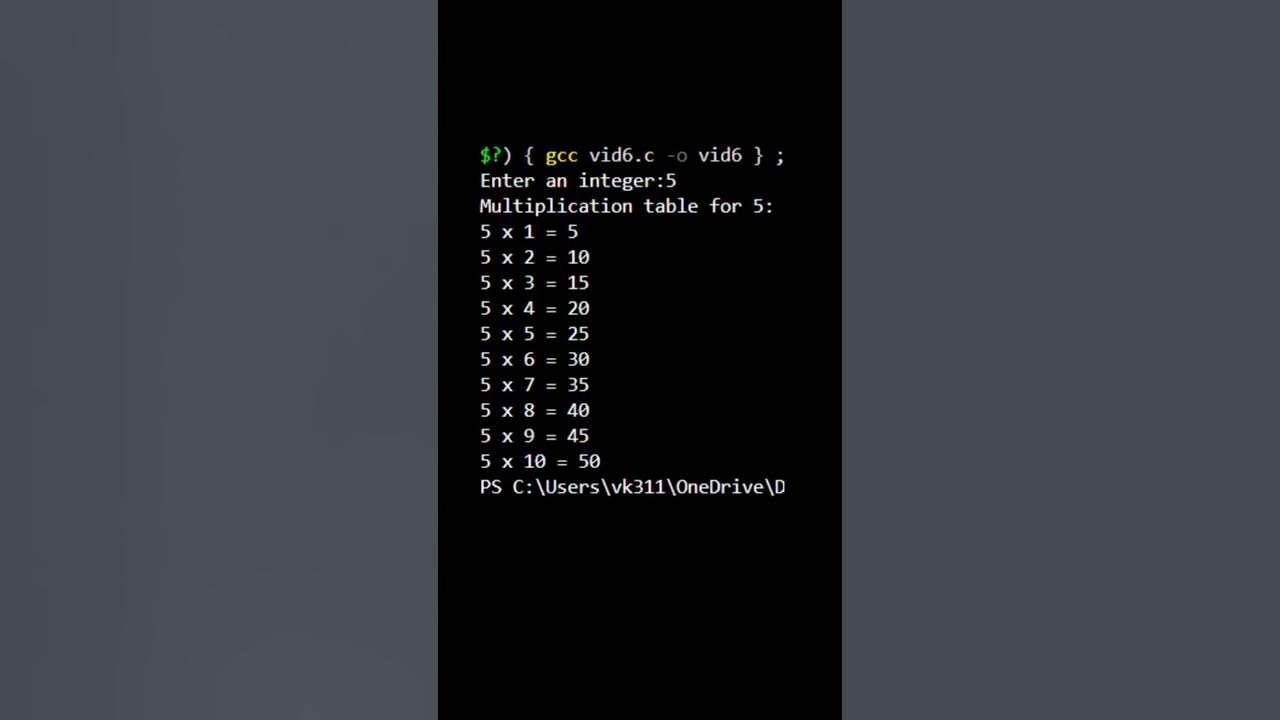Write a program in C to display the multiplication table for a given integer #shorts #maths # ...