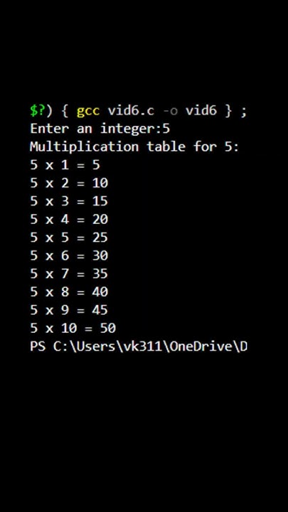 Write a program in C to display the multiplication table for a given integer #shorts #maths # ...