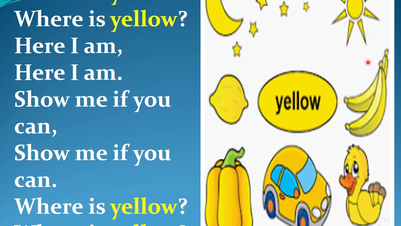COLORS - YELLOW - NURSERY ONLINE TEACHING MATERIALS - YouTube
