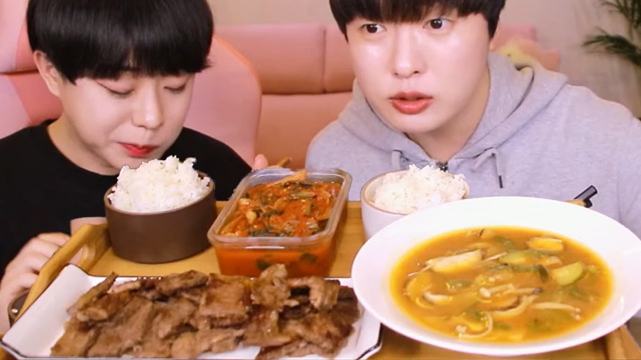 채끝 너비아니 , 된장찌개 먹방 neobiani (Korean grilled short rib patties)ㅣDoenjang ...