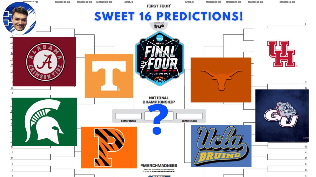 Sweet 16 Predictions! 2023 NCAA Tournament! March Madness! 100% Correct ...