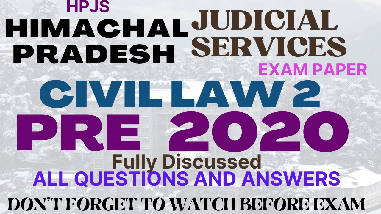 HPJS 2020 - CIVIL LAW 2 - HIMACHAL JUDICIARY PRE -2020 - CIVIL LAW 2 ...