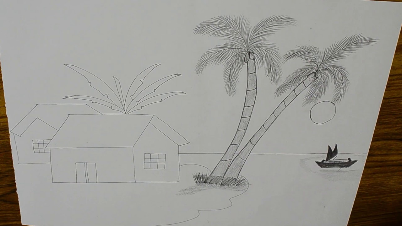 how to draw a scenary - YouTube