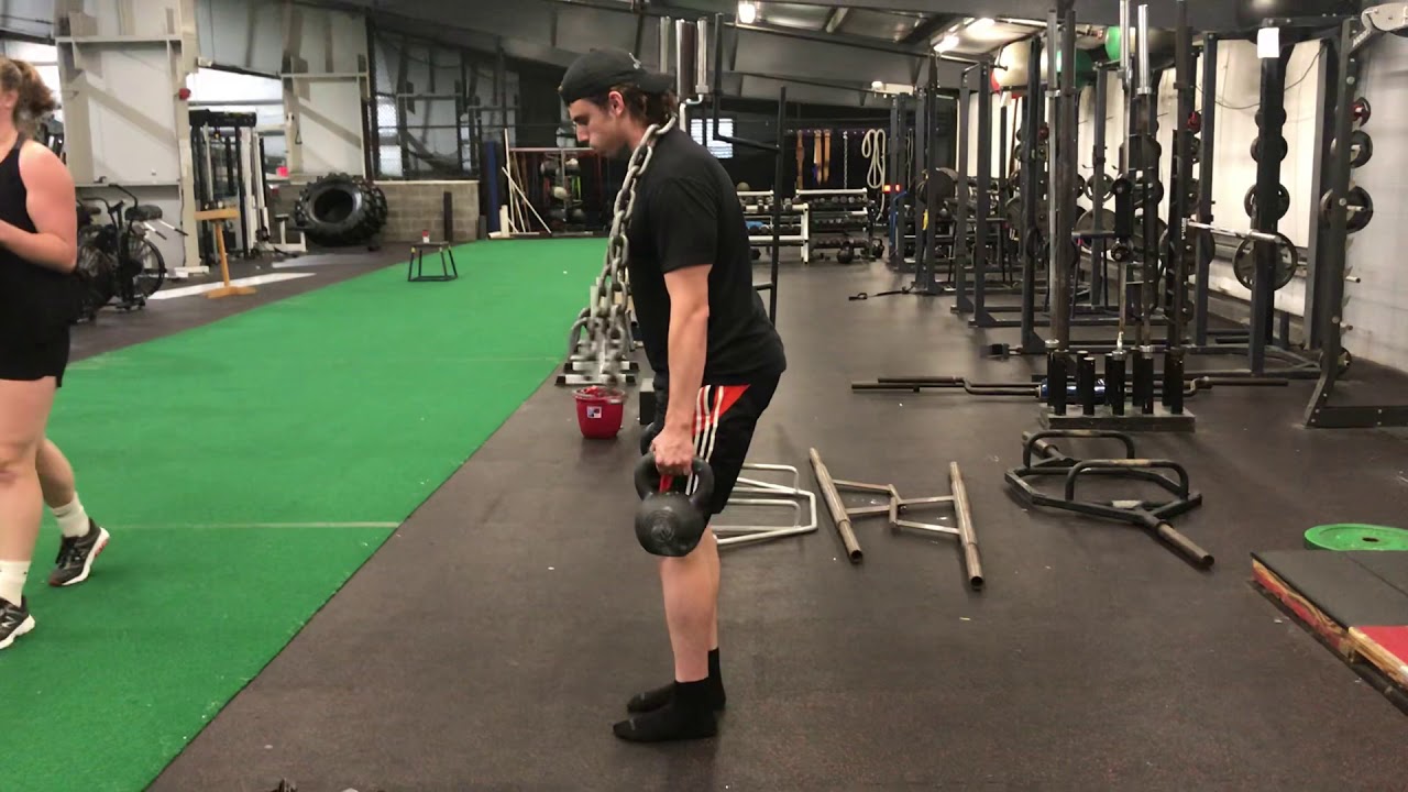 Chain loaded kettle bell RDL into reverse lunge - YouTube