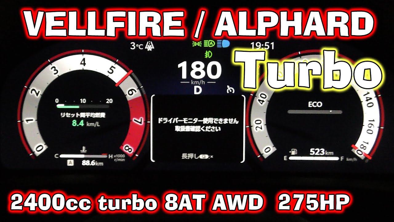 (2023y) VELLFIRE turbo (2.4T) , acceleration test,cruise engine RPM.40 ...