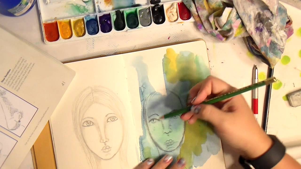 Art Journaling and sketching Faces - YouTube