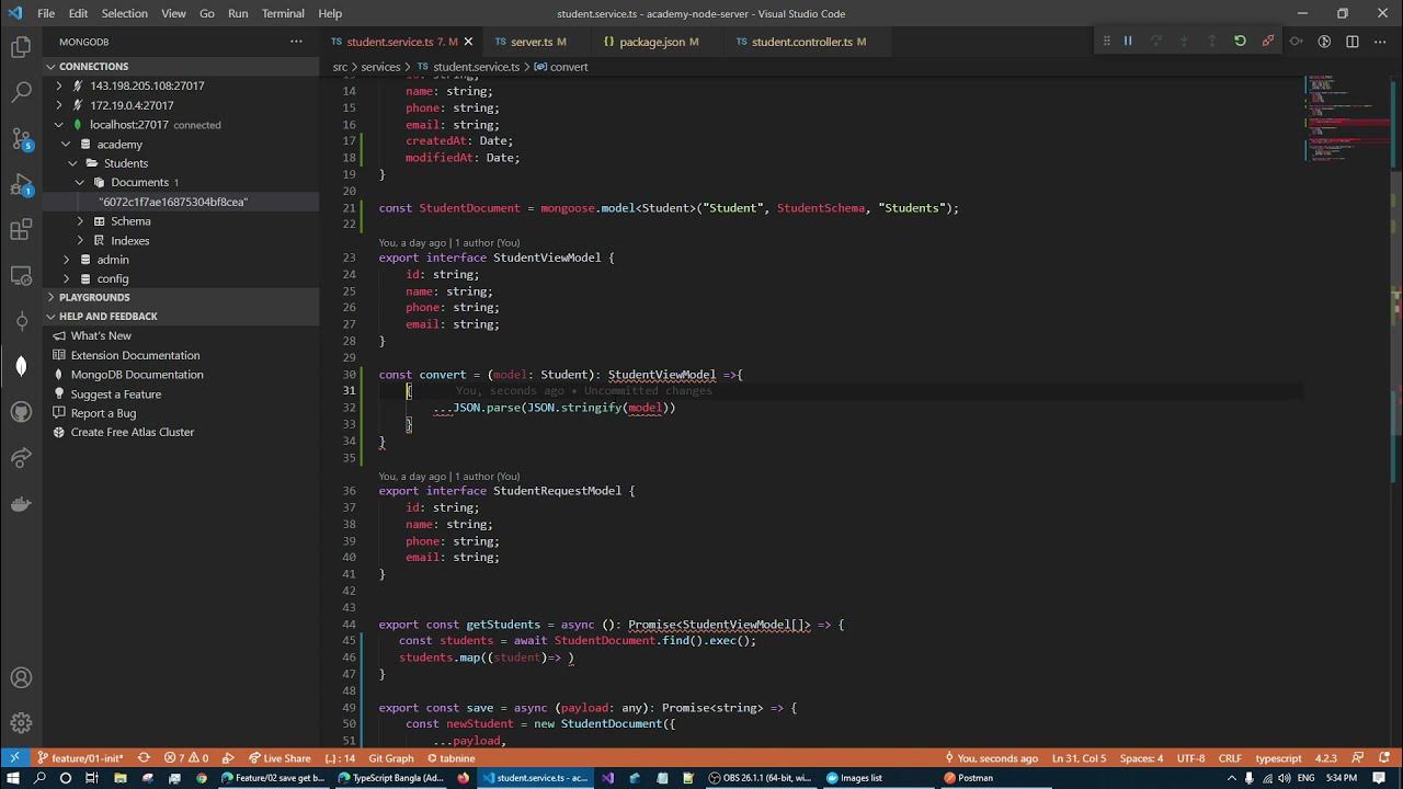 Typescript Bangla Academy 009 Express Connect With Mongodb And Test Save And Find All Models