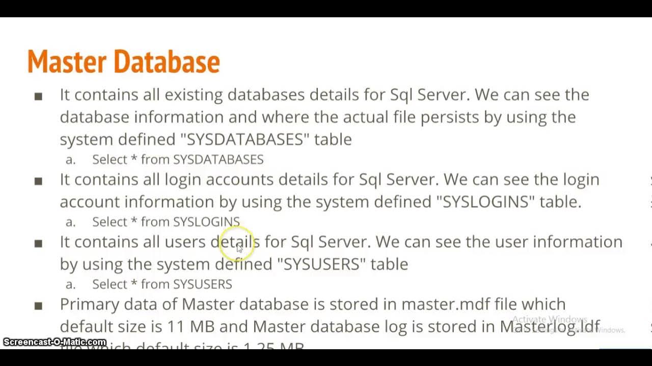 SQL Server System Databases - YouTube